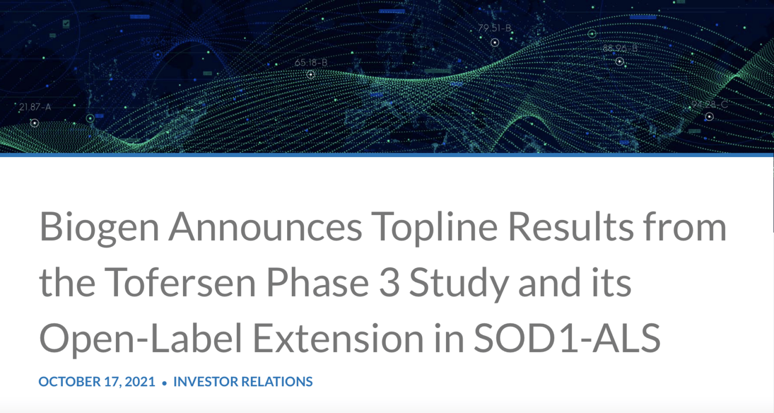 SOD1-Medikament Tofersen in Phase 3-Studie: positiver Trend zur ...