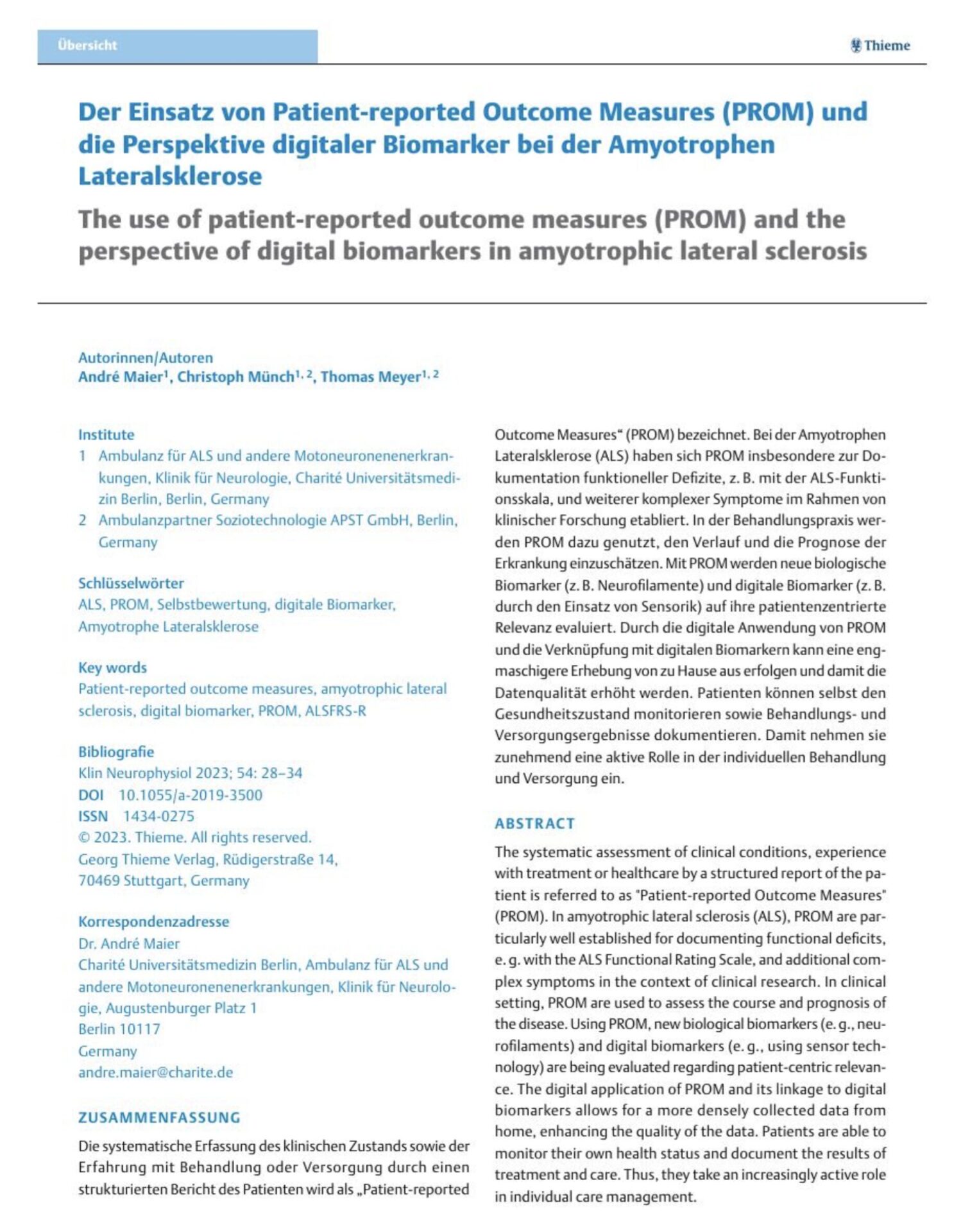 Der Einsatz von Patient-reported Outcome Measures (PROM) und die ...